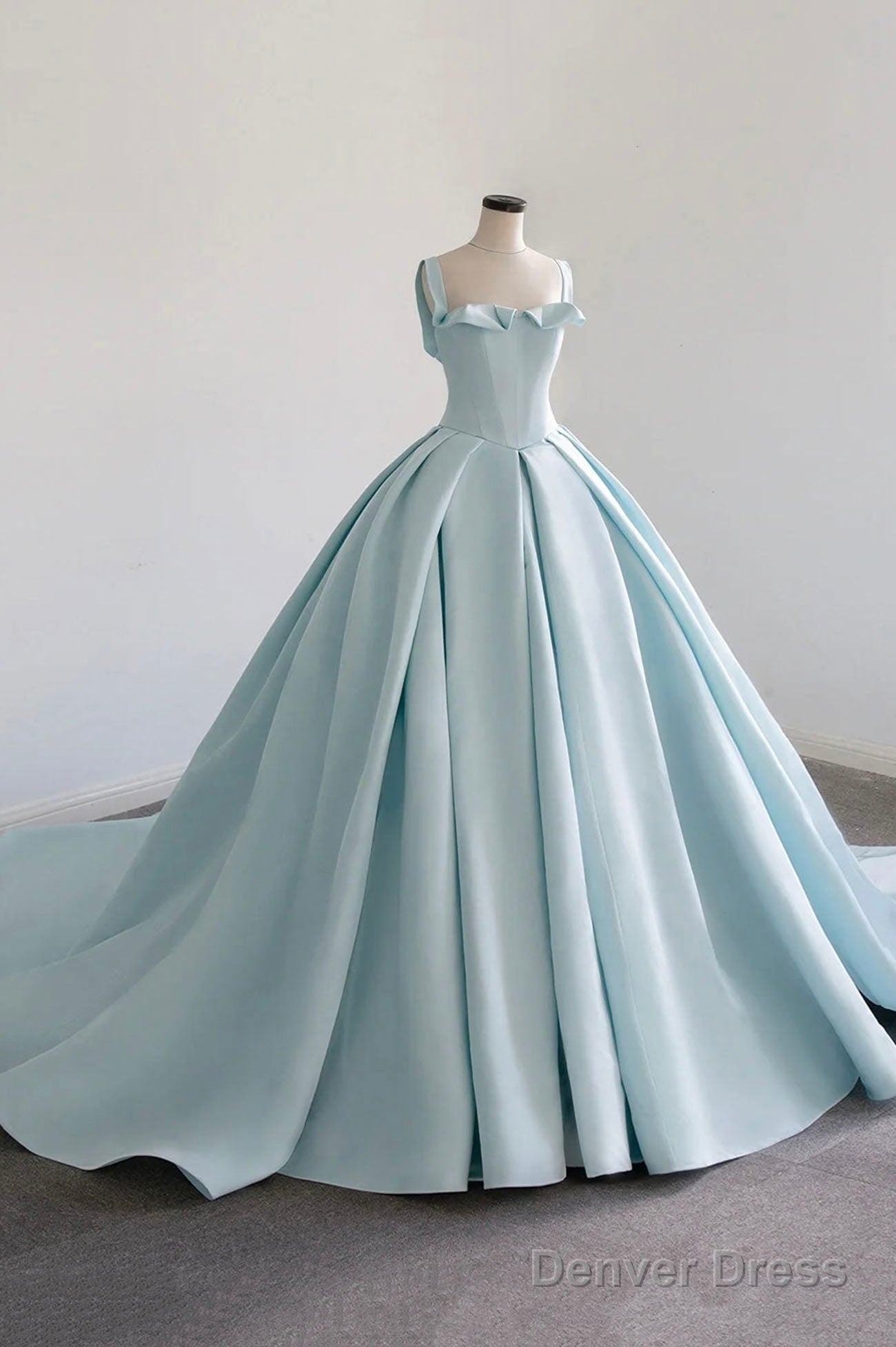 Blue Satin Long A-Line Formal Dress, Beautiful Blue Prom Evening Dress ...