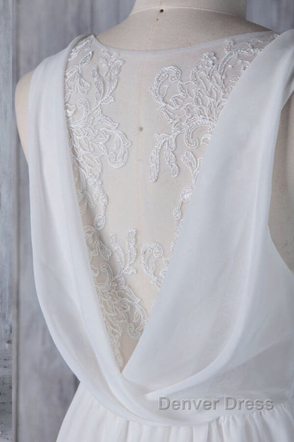 Elegant Long A-line Ruffle Lace Chiffon Wedding Dress – Denver Dress