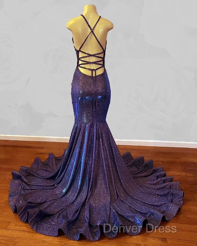 Iridescent Prom Dress Mermaid V-Neck Open Back – Denver Dress